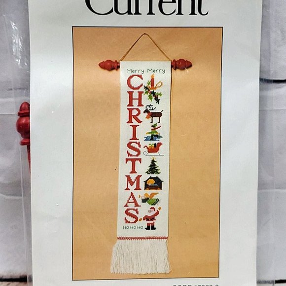 Current | Holiday | Vintage Counted Cross Stitch Christmas Banner Kit ...